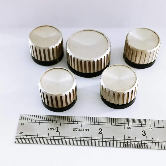None | Jewelry | Vintage Silver Black Radio Knobs Ribbed Rim Ham Tube ...